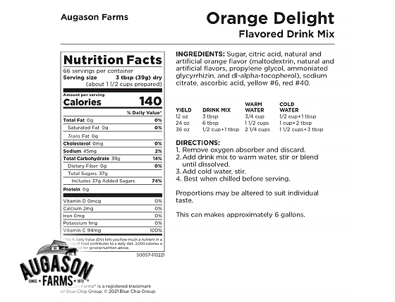 Delight Orange-Flavored Drink Mix | Augason Farms
